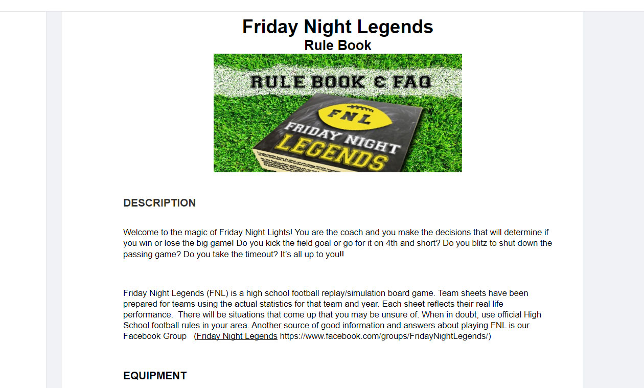 Friday Night Legends Rules – Board Game Legends
